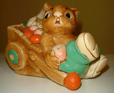 Vtg PENDELFIN BUNNY RABBIT "BARROW BOY" Hand Painted Stonecraft Made ...