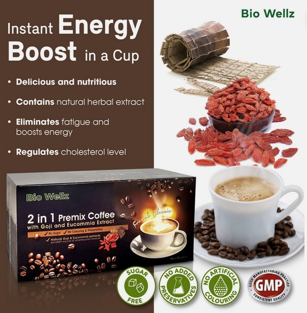 Bio Wellz Arabica Robusta Instant Coffee with Goji & Eucommia [2x] | eBay