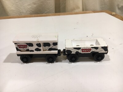 Wooden Cow Car (with Sound) and Milk Barrel Car for Thomas & Friends ...