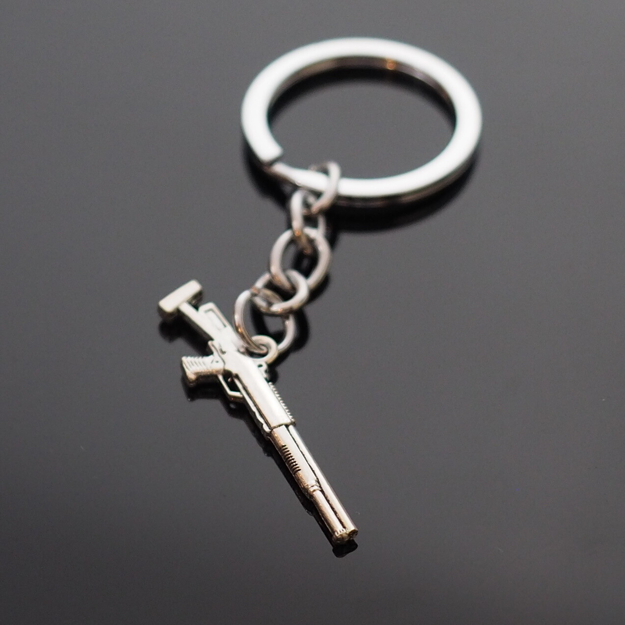 Classic Pistol Grip Sniper Rifle Gun Silver Metal Key Ring Chain ...