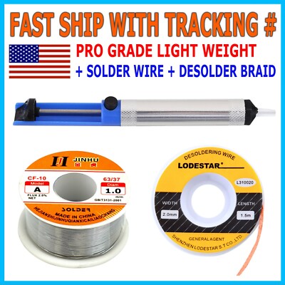 Solder Sucker Desoldering Pump & Braid Soldering Iron Suction Removal ...