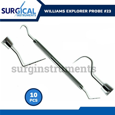 Set of 10 Dental Williams Explorer Probe 23 Color Coded Instruments ...