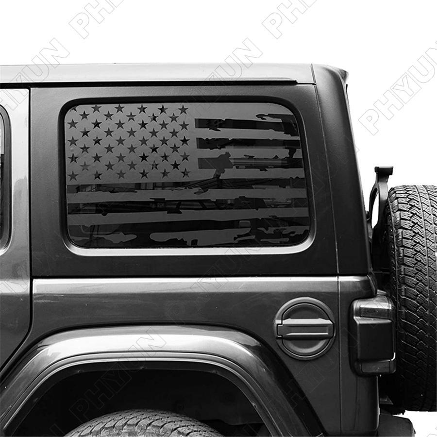 2 x Rear Side Window USA Flag Decal Sticker For Jeep Wrangler JL 4Door ...
