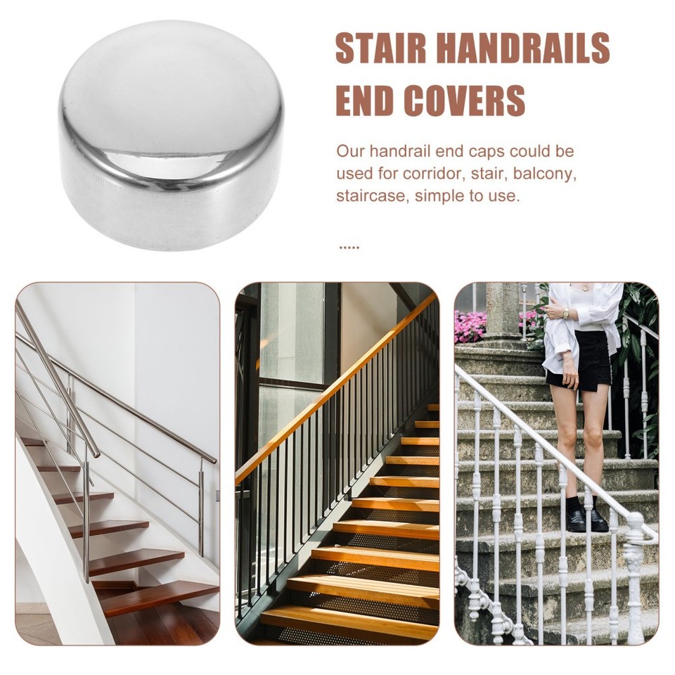 4PCS Bannister Tube Caps: Wooden Handrail End Caps Stainless Steel ...
