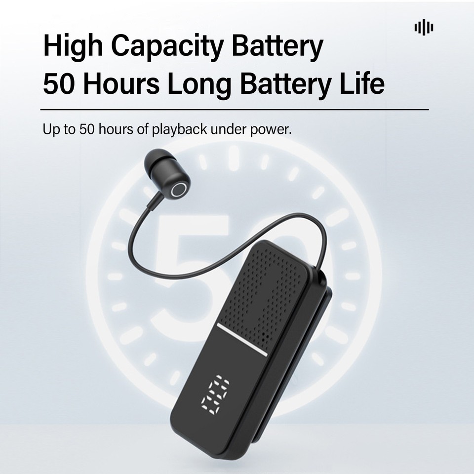 Black Wireless Lavalier Headset Call Vibration Digital Display Wir OH ...