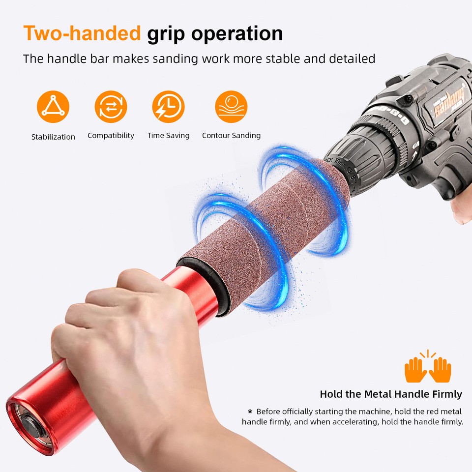 Portable Spindle Sander Hand-Held Rubber Sanding Drum Kit for Drill ...