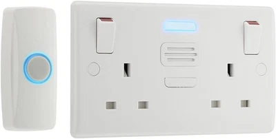 Wireless Door Bell Plug Socket Chime Power 2 | Grelly UK