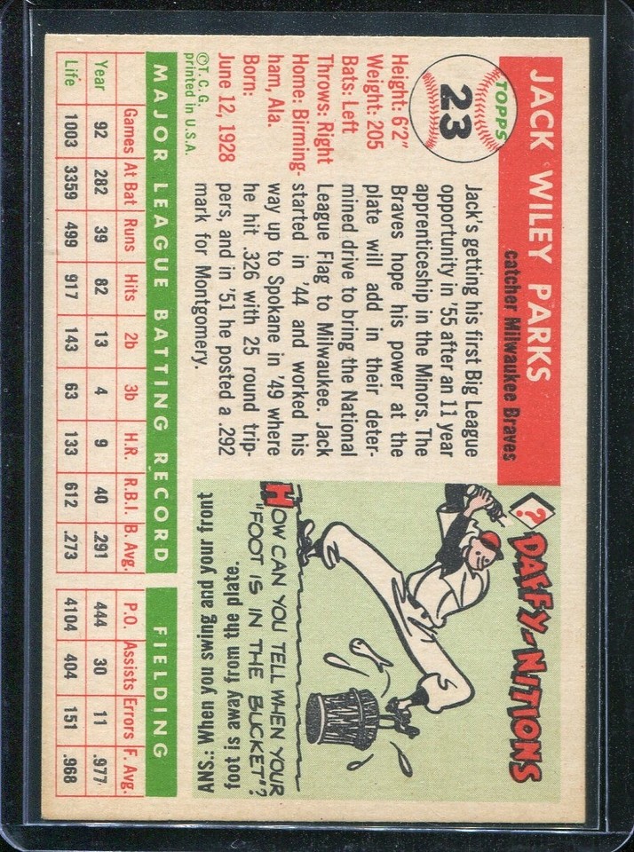 1955 Topps Baseball # 23 Jack Parks (NM) Near Mint | eBay