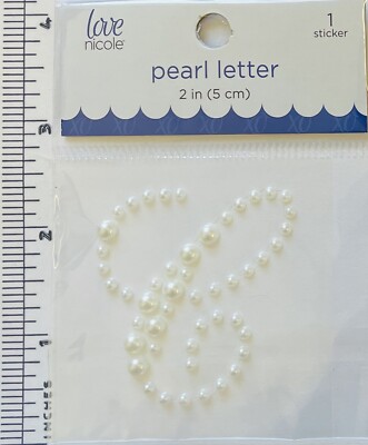 Letter C Cursive Initial Gem Pearl Sticker 2" Scrapbook Monogram Bling ...