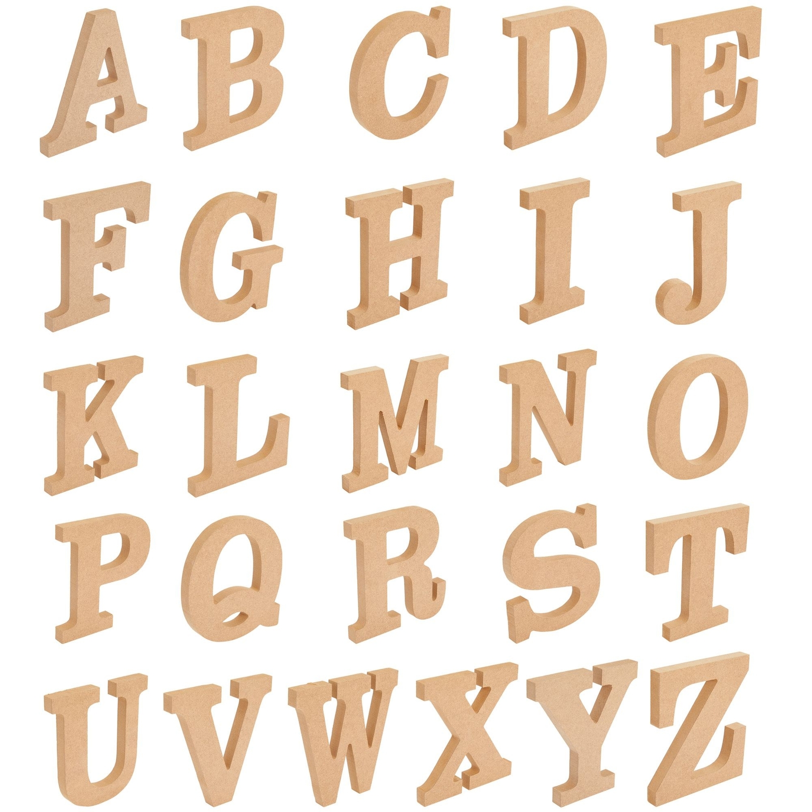 52-Count Wooden Alphabet Letters for DIY Craft Home Decor, Natural ...