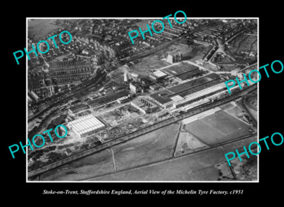 OLD POSTCARD SIZE PHOTO STOKE ON TRENT ENGLAND MICHELIN TYRE FACTORY ...