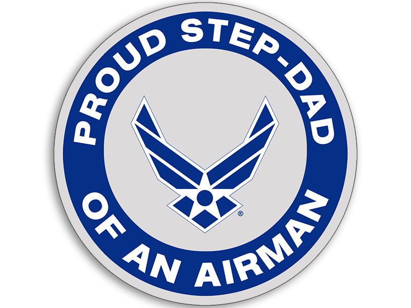 3 inch Round Proud STEP-Dad of a Airman Sticker (Air Force logo decal ...