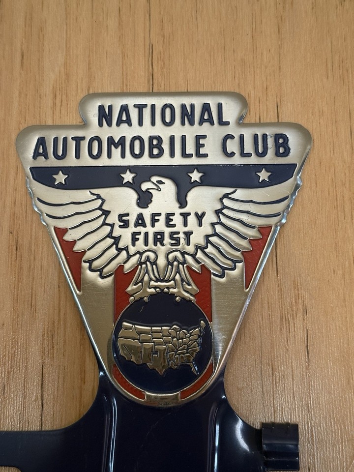 Vintage “National Automobile Club Safety First” Vehicle Car Emblem ...