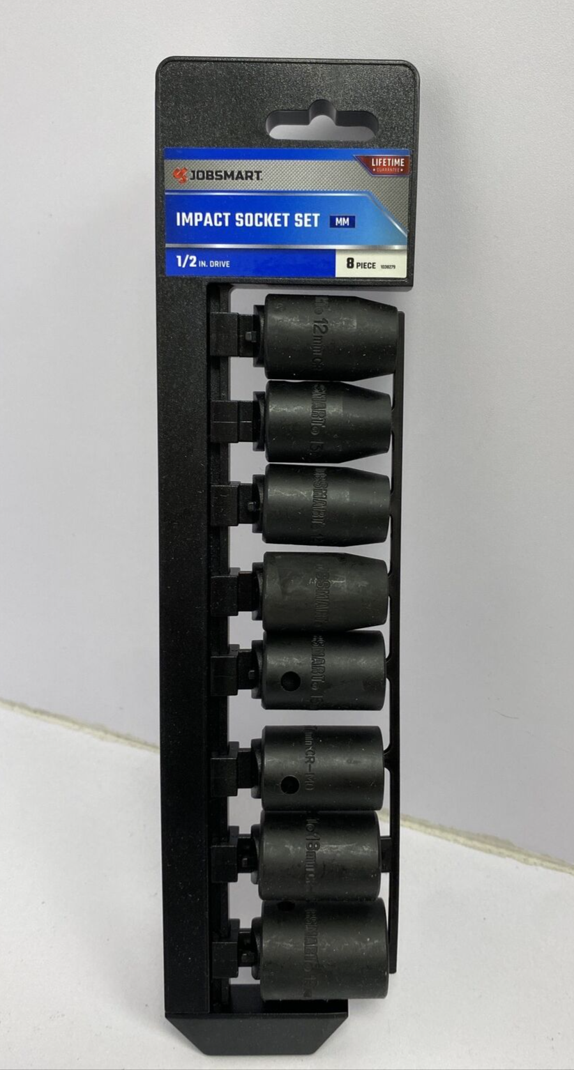 JOBSMART 8 Piece Impact Socket Set 1/2'' Drive 6-pt Metric 1038279 for ...