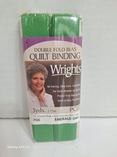 Wrights Double Fold Quilt Binding Bias 7/8" W X 3 Yards PC13 Emerald Green #044 70659148040 | eBay