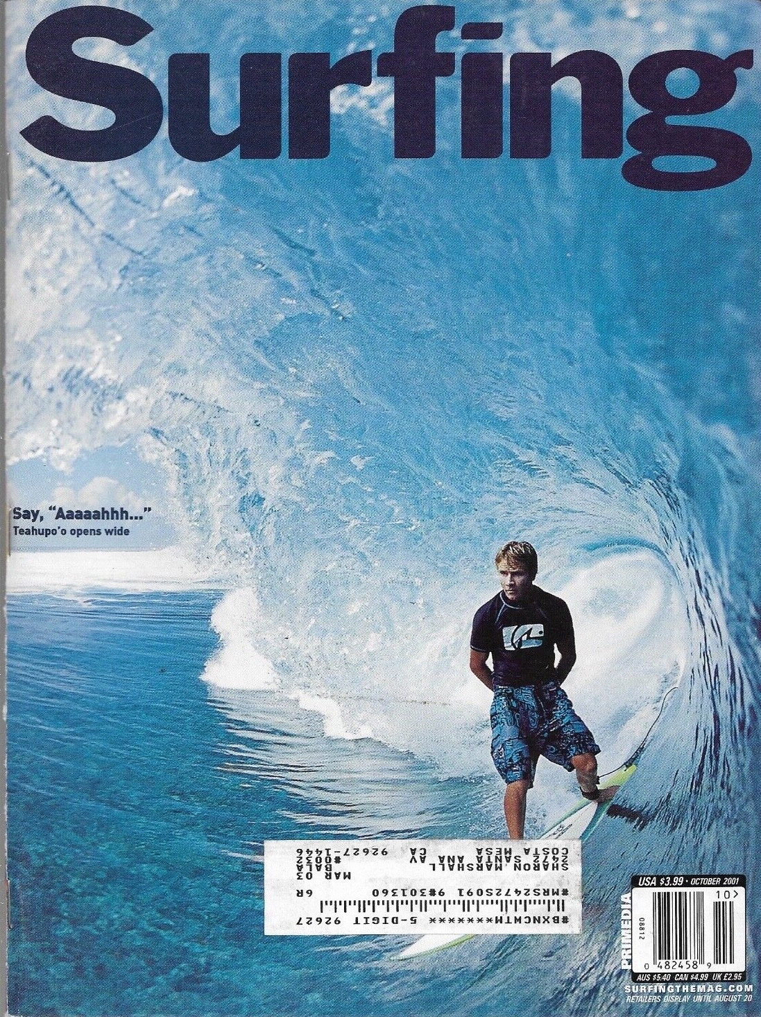 SURFING Mag Oct 2001 - BRAND NEW - MRK HEALY cvr - BRUCE IRONS Poster Intact | eBay