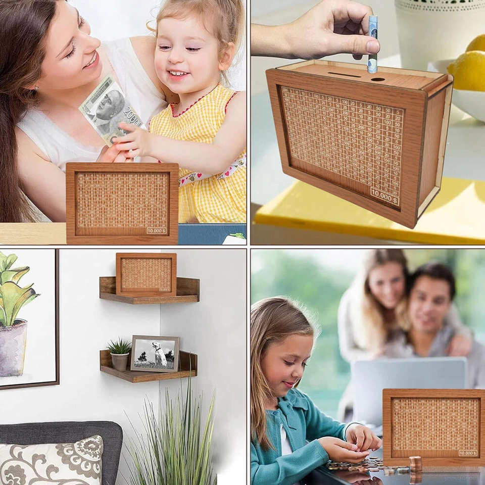Cash Vault Wooden Savings Box Wooden Cash Saver Money Saving Box With ...
