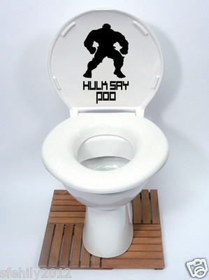 Hulk Sticker hulk say poo Style funny Toilet Seat Vinyl Decal wall door ...