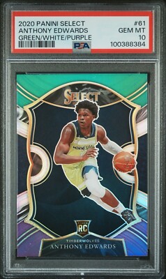 2020 Panini Select #61 Anthony Edwards Green White Purple Prizm Gem ...