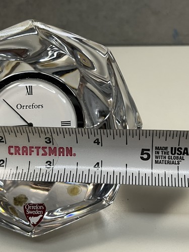 Orrefors Sweden Crystal Swirl Desk Mantel Table Analog Clock ...