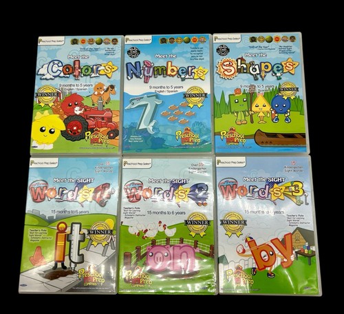 Lot Of 6 Preschool Prep Series DVDs Words 1-3 Colors Numbers Shapes GUC ...