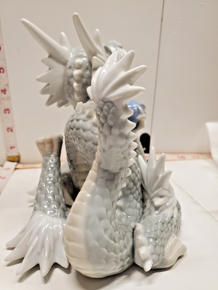 Vintage Yoshimi K Foo Dragon Gray And White Porcelain Figurine | eBay