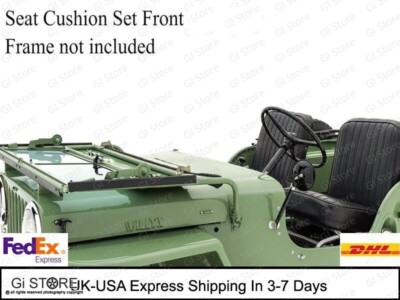 FRONT SEAT CUSHION SET FOR JEEP CJ2A CJ3A CJ3B - Black-A2985-8 | eBay