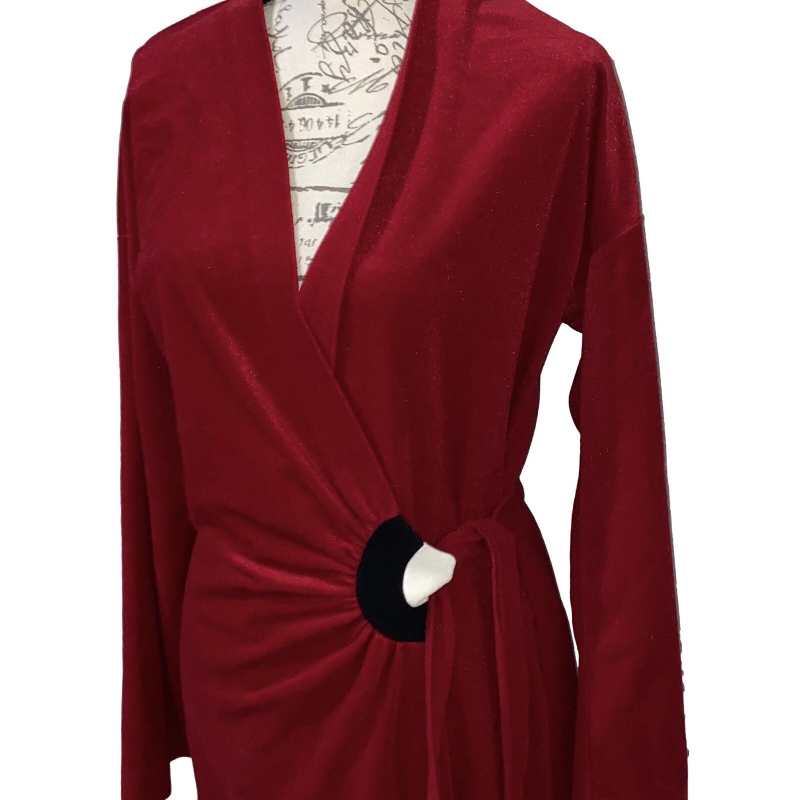 VTG Vanity Fair Rich Red Velvet Wrap Robe Bathrobe Si… - Gem