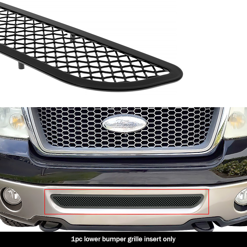 Fits 2006-2008 Ford F-150 Bumper Stainless Black Mesh Grille Grill ...