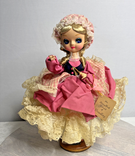 Vintage Bradley Big Eye Pose Doll Pink Lace Bonnet Stand 1960s/70s ...