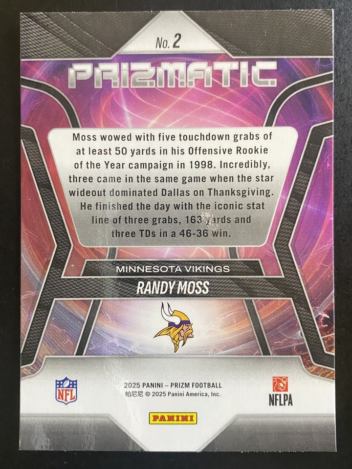 Randy Moss 2025 Panini Prizm Football Prizmatic Minnesota Vikings #2 | eBay