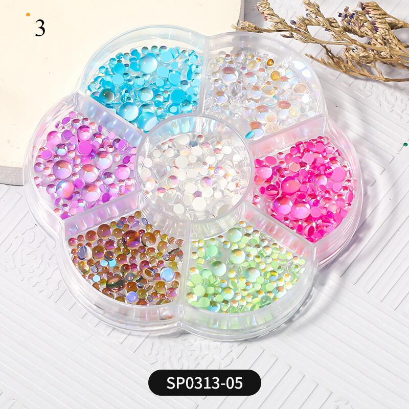 Mix Nail Rhinestones Pearl Nail Gem Pearls 3D Aurora Butterfly Bear ...
