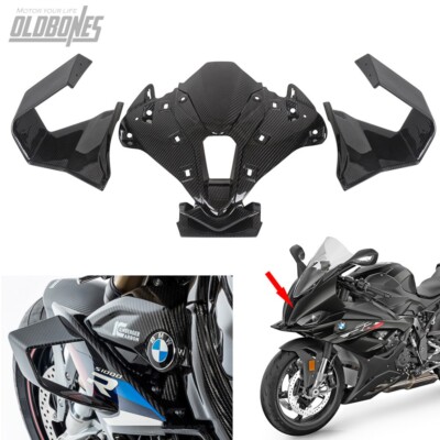 For BMW S1000RR Real Carbon Fiber Spoiler Fxed Winglets & Front Faring ...