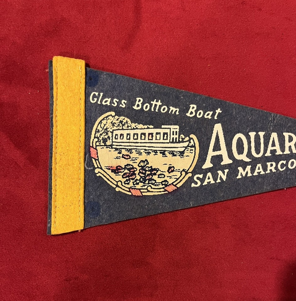 Vintage mini 8.5 Inch Aquarena San Marcos Texas Travel Pennant Glass ...