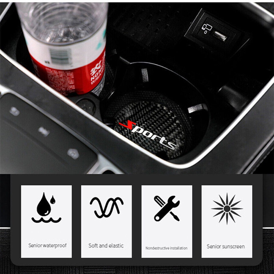 Carbon Fiber Car Interior Cup Holder Pad Water Cups Non-Slip Mat ...