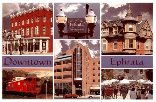 Postcard showcasing downtown Ephrata's attractions, events, and ...