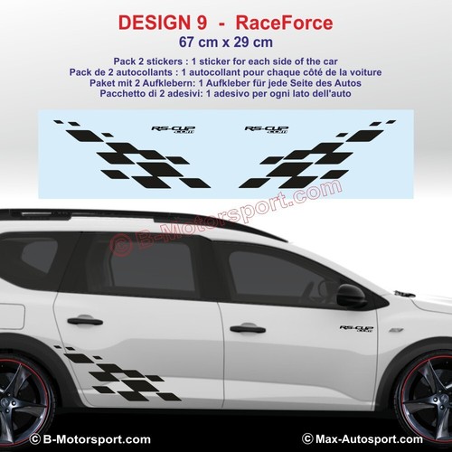 Autocollant pour Sandero sticker damier racing RACEFORCE ref:2201-9 | eBay