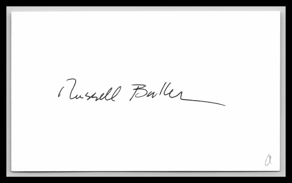 Russell Baker - Writer - 3x5 Card - Signed / Autograph (a) | eBay