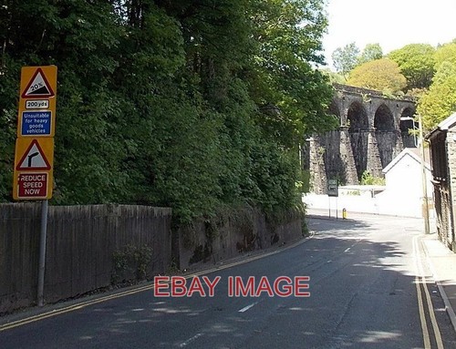 PHOTO A GLIMPSE OF BARGOED VIADUCT A SIGN ON THE LEFT WARNS OF A STEEP ...