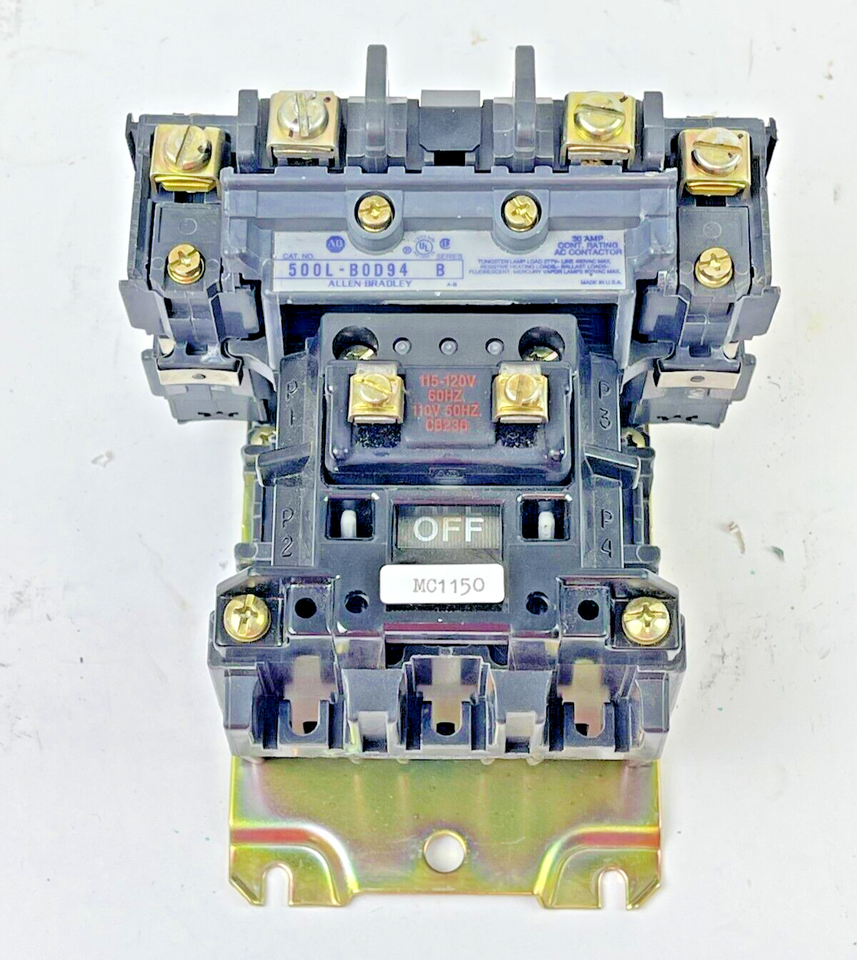 ALLEN BRADLEY -500L-BOD94 SER. B- LIGHTING CONTACTOR-30A,4 POLE,OPEN ...