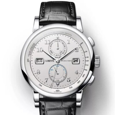 LOBINNI Mens Auto Date - Week Watches Luxury Leather Analog-Digital ...