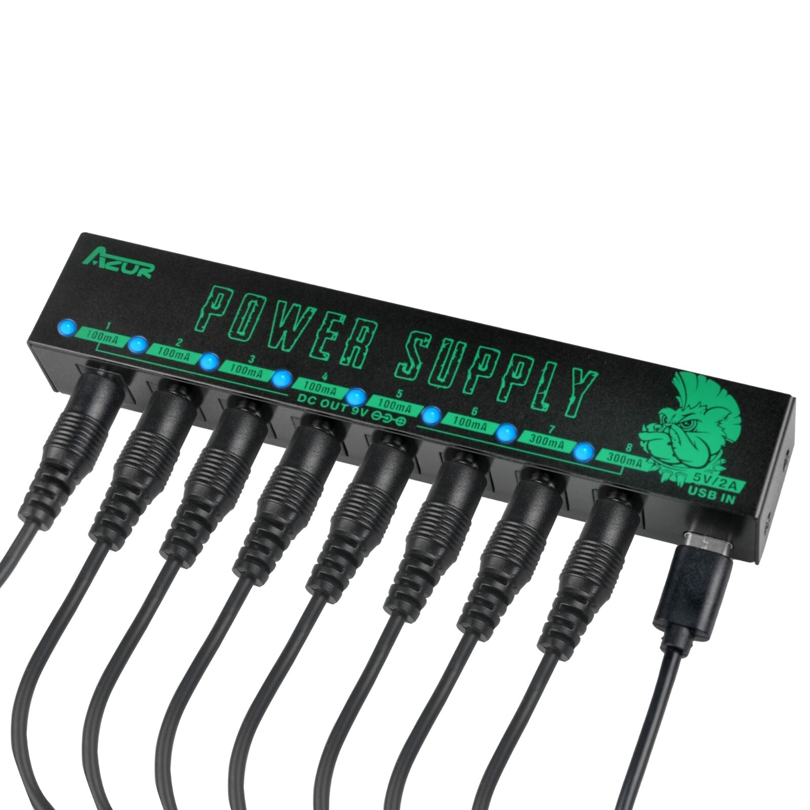 AZOR Mini Power Supply 9V Guitar Pedal Power Adater 8 Ways USB 5V ...