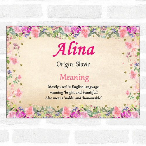 Alina Name Meaning Floral Certificate | eBay