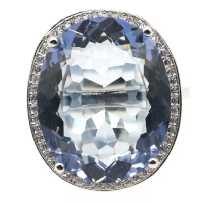 25x21mm SheCrown Big Oval 22x18mm Fire Rainbow Violet Topaz CZ Silver ...