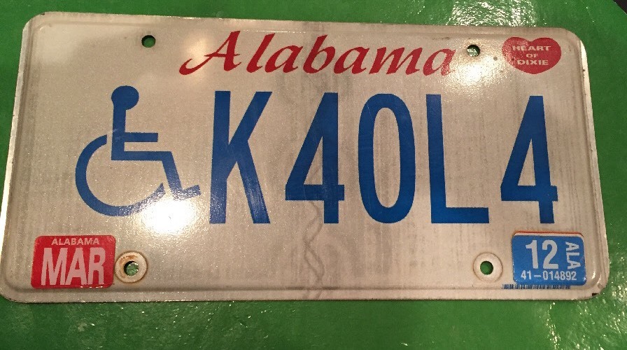2013 Alabama Handicap Metal License Plate Used K40L4 | eBay