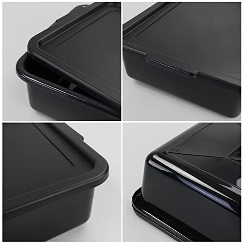 Pack Of 3 Food Service Bus/utility Tote Box With Lid Plastic Restaurant ...