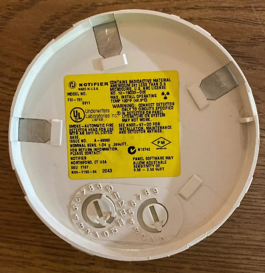 NOTIFIER FSI-751 IONIZATION SMOKE DETECTOR ADDRESSABLE HEAD FIRE ALARM ...