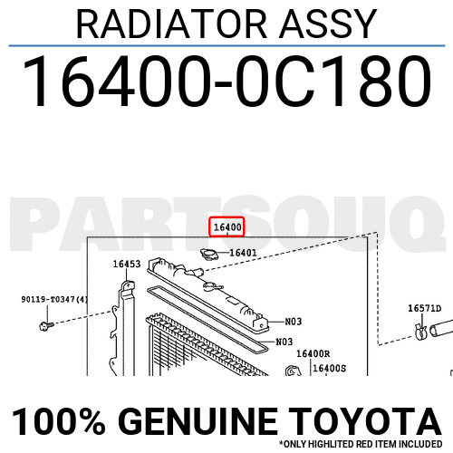 164000C180 Genuine Toyota RADIATOR ASSY 16400-0C180 | eBay