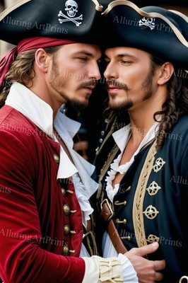 Male Models Photo Print Muscular Handsome Pirate Hunk Abs Affectionate ...
