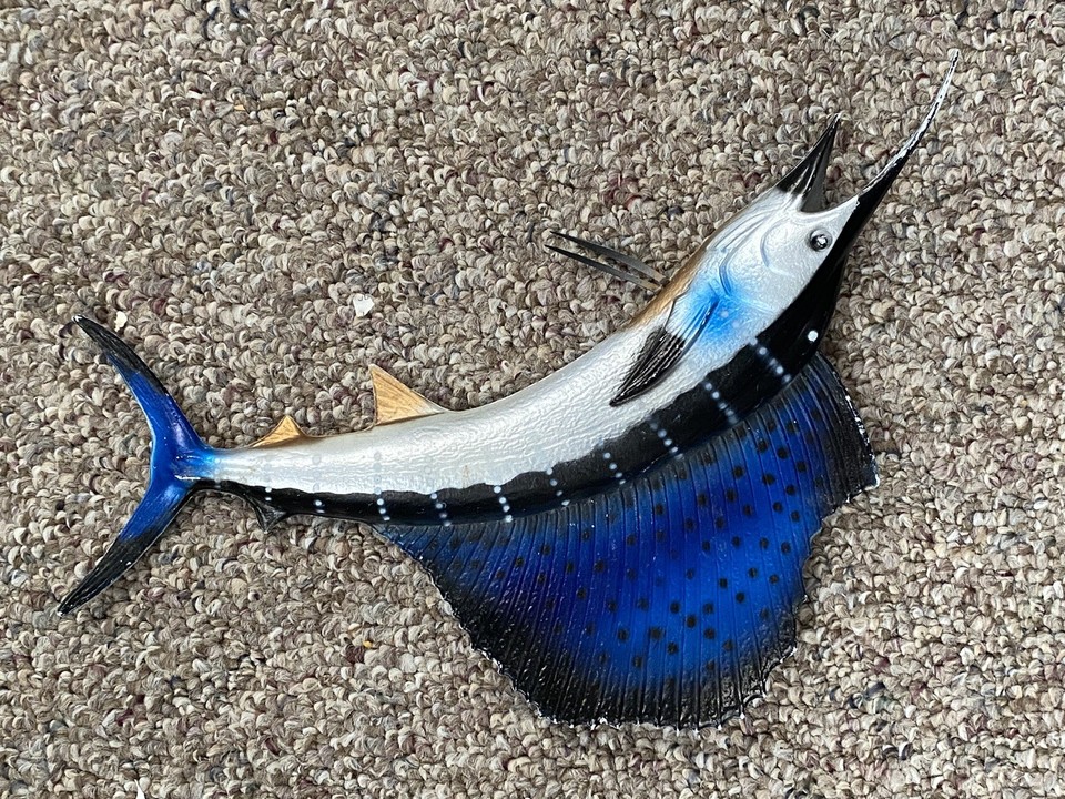 Sailfish Hand Painted 17" Replica Wall Mount Sculpture Game Fishing ...